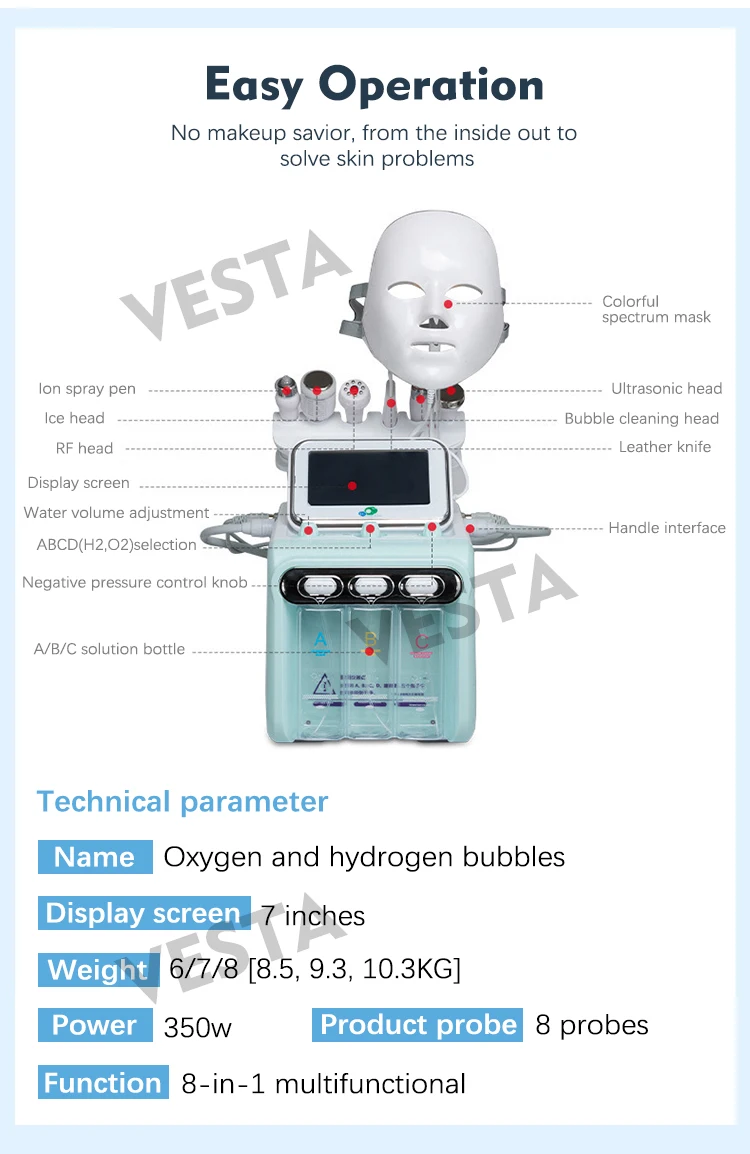 Professional Small Bubble Hydra Oxygen Facial Machine Ultrasonic Skin ...