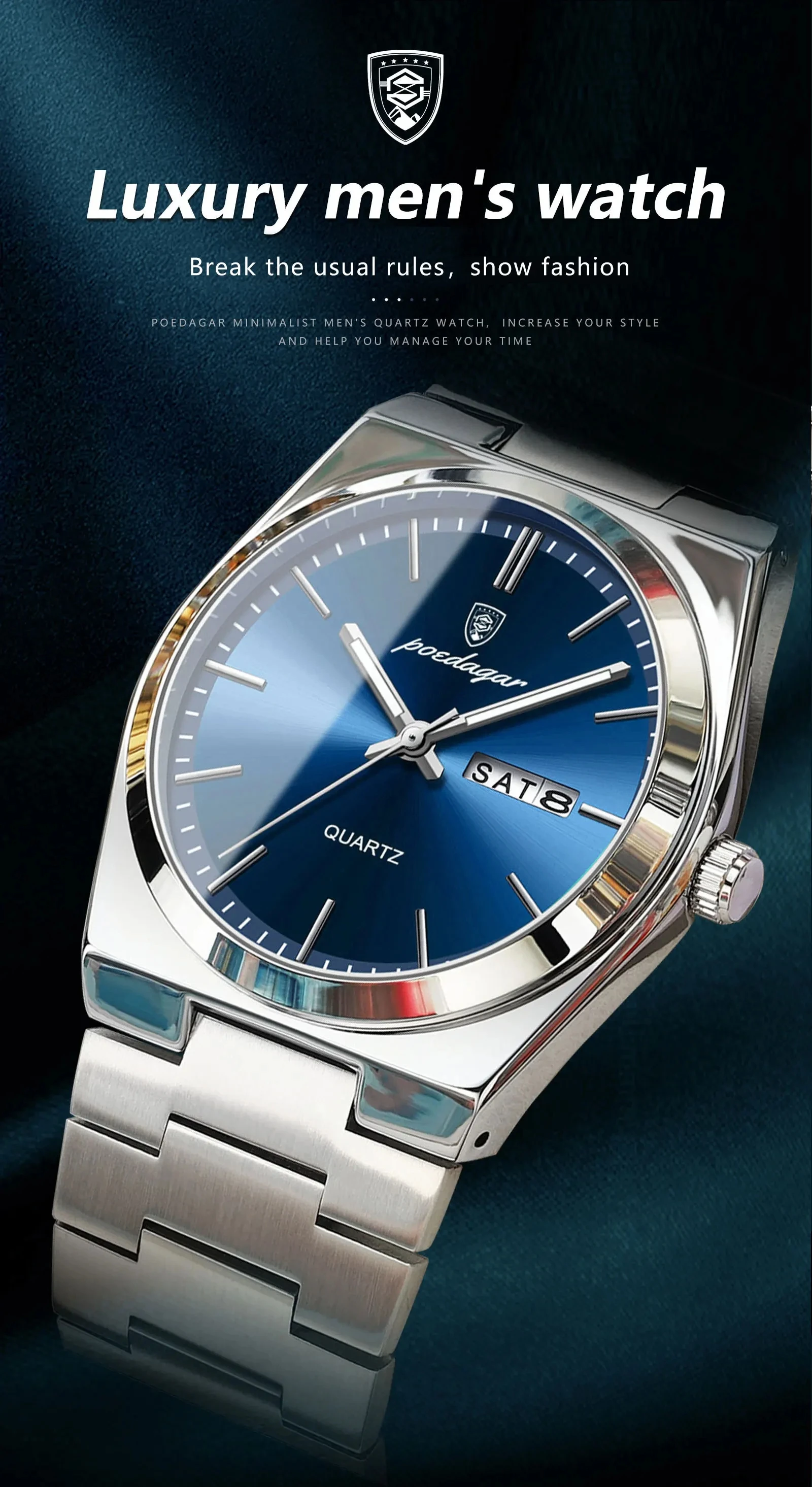 POEDAGAR 930 Luxury Watch - Stylish & Waterproof Men's Timepiece