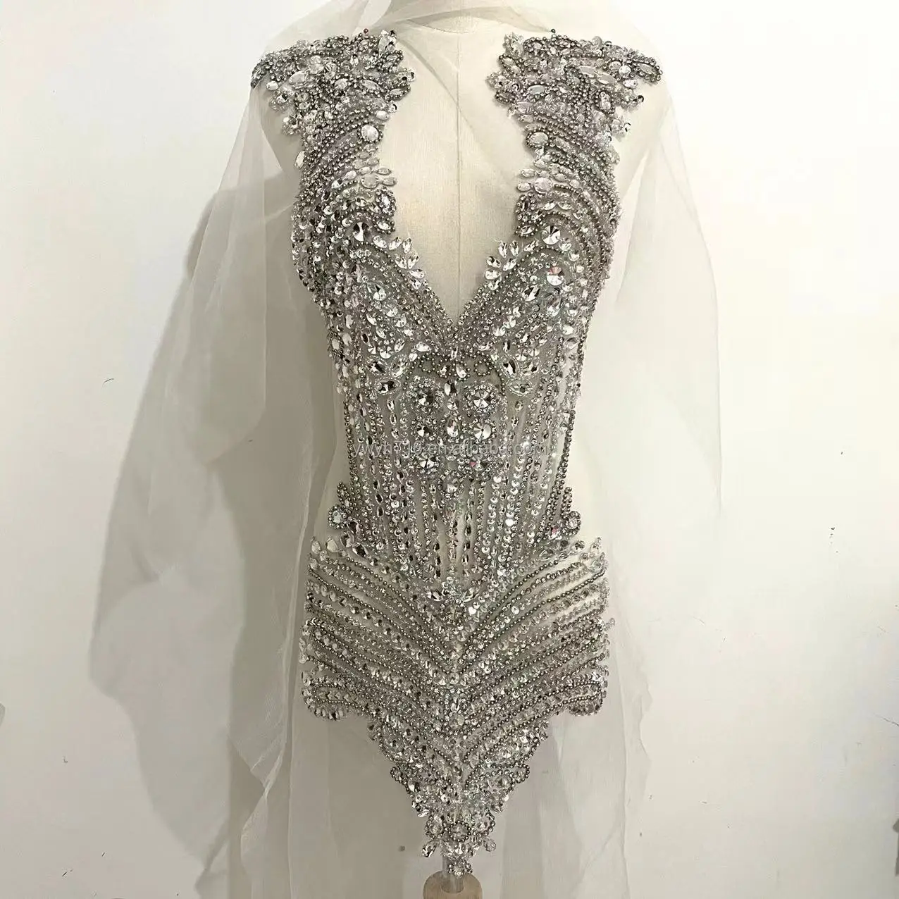 78cm Long Full Body Crystal Embroidery Beaded Panel Long Rhinestone ...