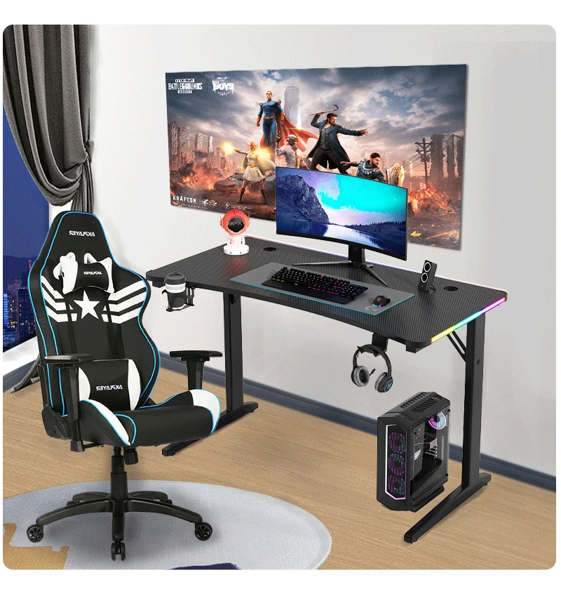 L Shaped Rgb Office Computer Gamer Gaming Tables Desk And Chair Table ...