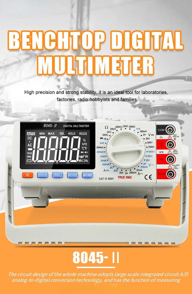Vc8045-ii Bench Type True Rms 19999 Counts Dmm Digital Multimeter Dc Ac ...