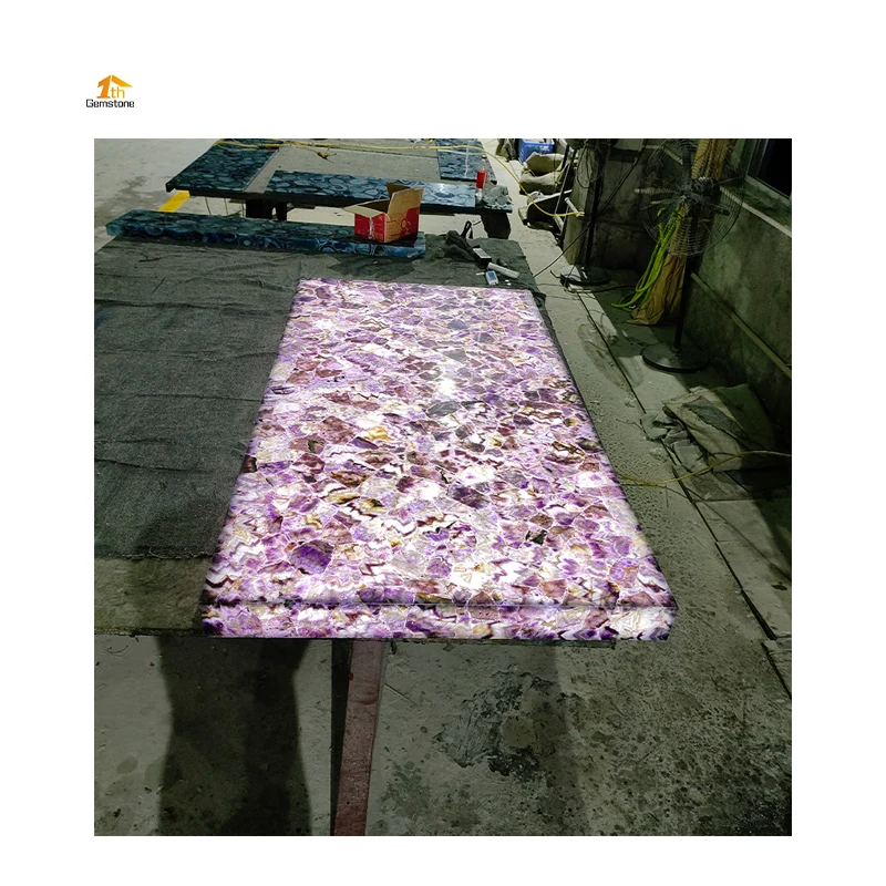 Translucence Quartz Marble Amethyst Semiprecious Stone Slab For Wall ...