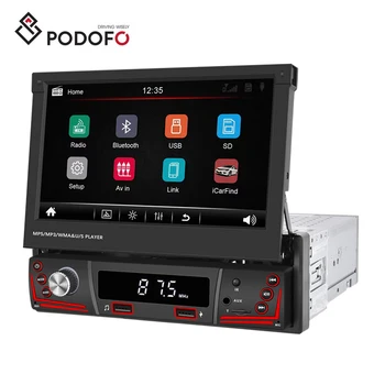 Podofo 1 Din 7" Radio Stereo Car Mp5 Player Retractable Touch Screen Bt ...