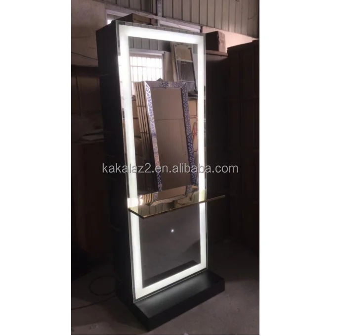 White Mirrored Console Table Double Sided Led Light Mirror Salon Mirror ...