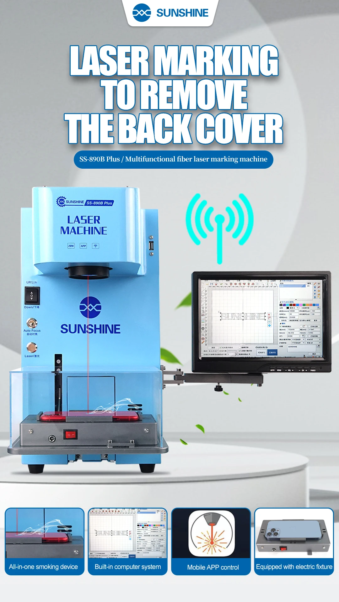 Sunshine SS-890B Plus 20W Laser Marking Machine for Repair