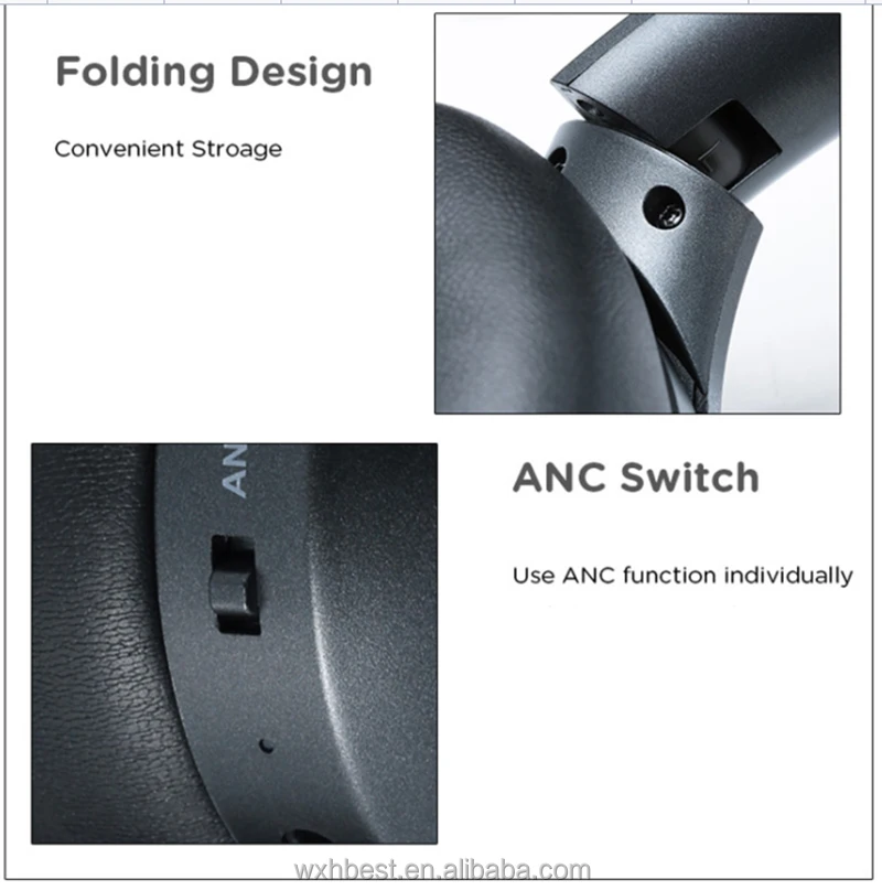 Dual Hi Fi Stereo Sound App Setting Low Latency 2.4G ANC Headset