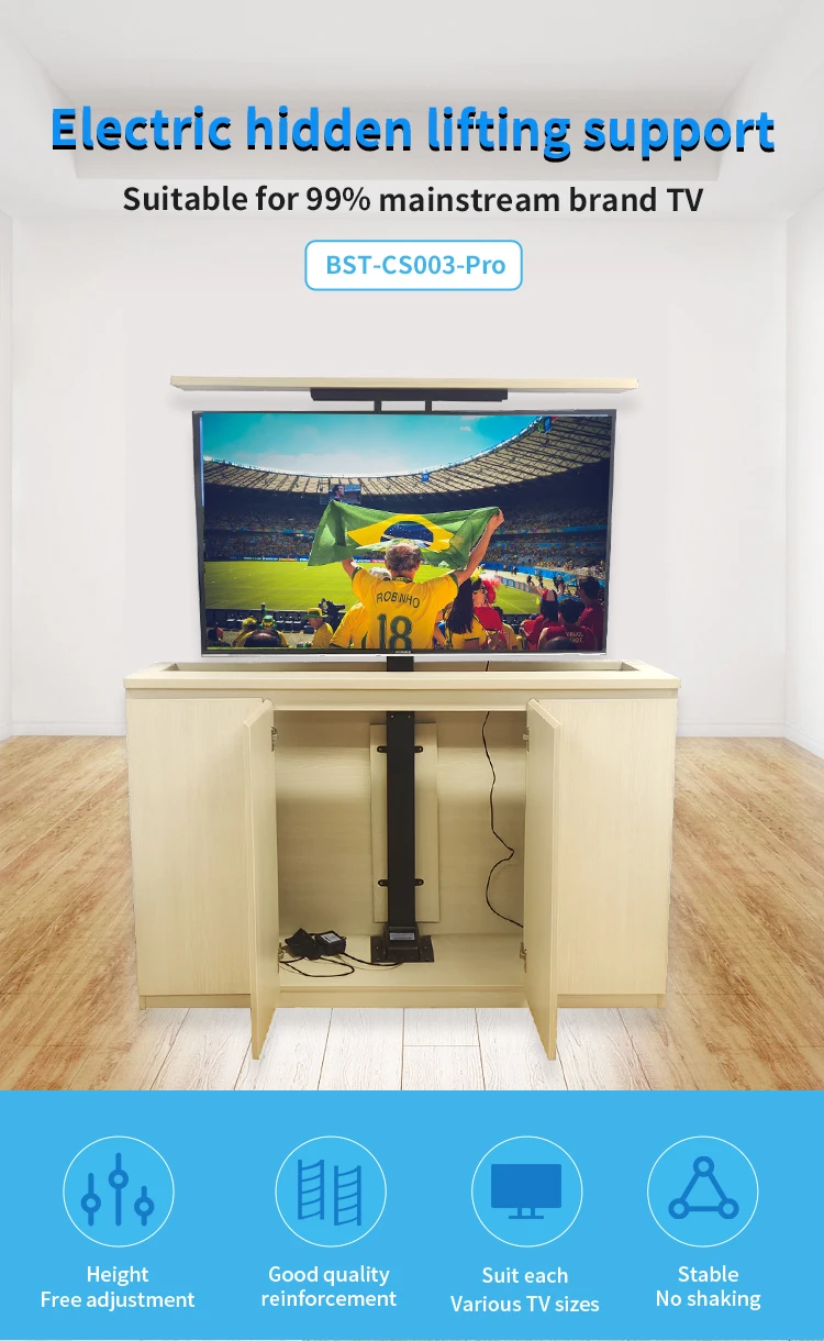 Electric Height Adjustable TV Lift Cabinet Stand for 32-70" TVs