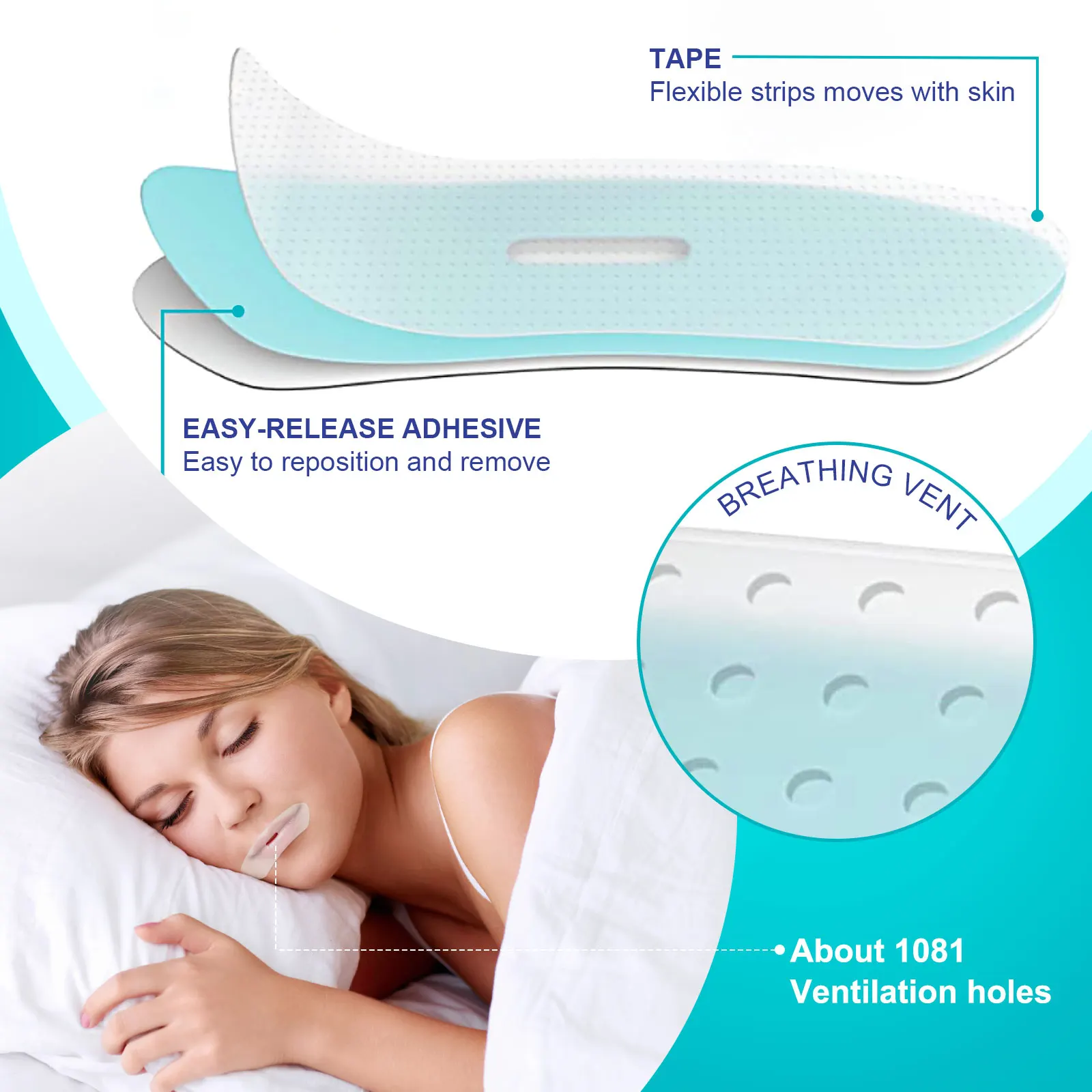 Purvigor Private Label Mouth Tape & Patches for Snoring Relief - 60 pcs ...