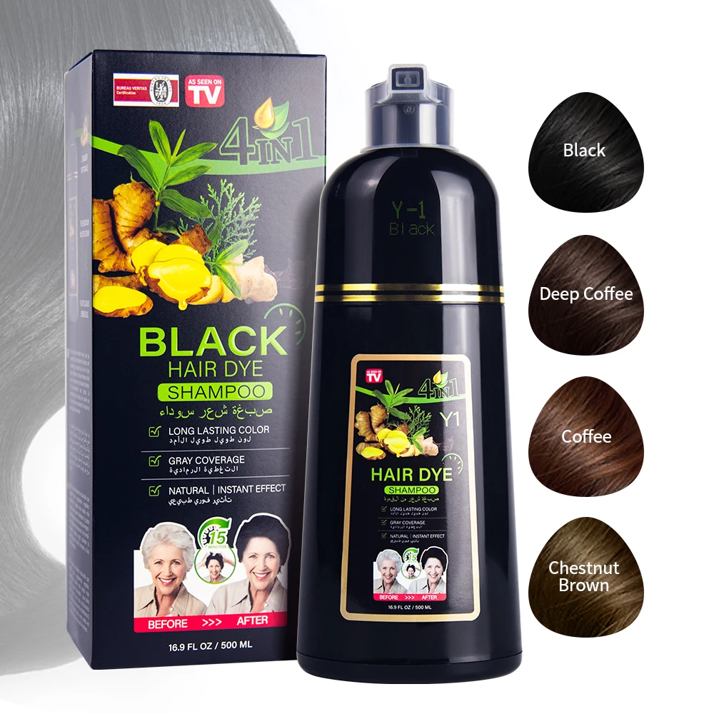OEM hair dye shampoo 4 in 1 magic fast darkening ammonia free permanent ...