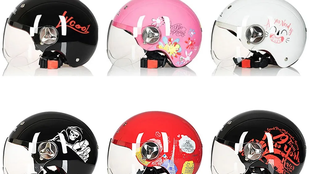 Custom Abs Dot Motor Bike Moped Jet Bobber Pilot Crash Chopper 3/4 Half ...