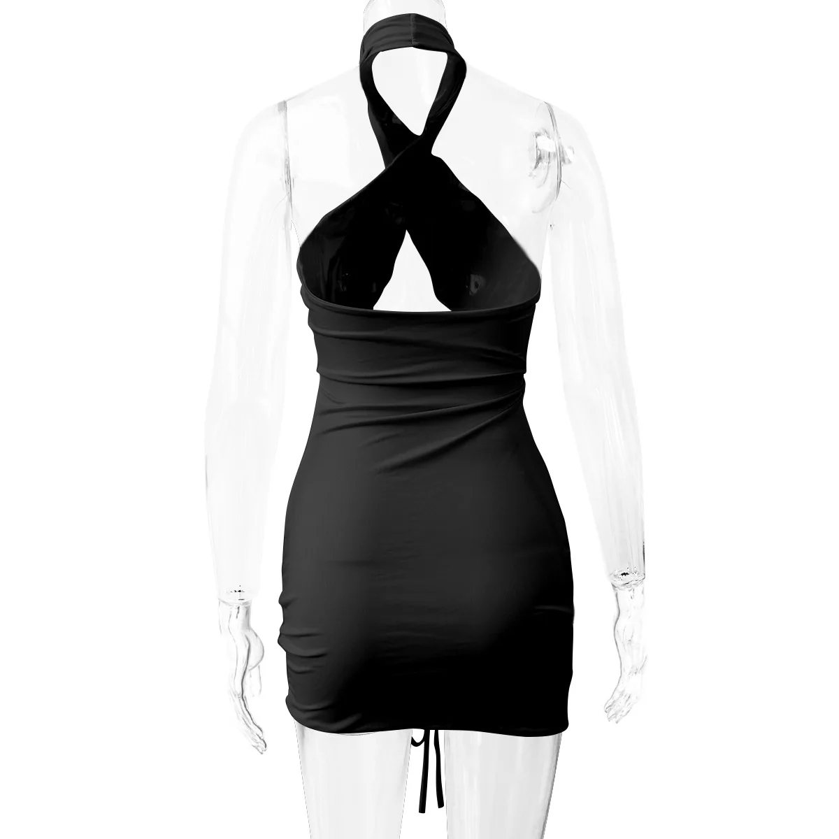 Trendy Design Cross Ruched Hollow Out Backless Sexy Mini NIght Club ...