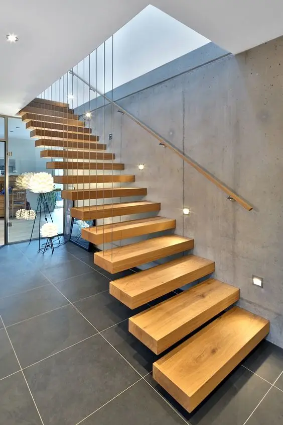 Modern Floating Staircase with Wooden Tread - Easy DIY Installation for ...