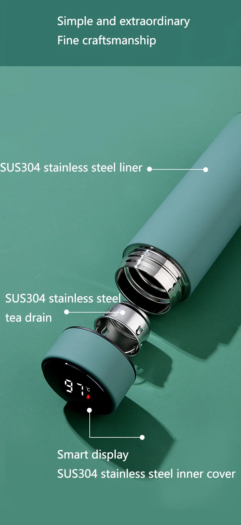 Rubber Coated Smart Led Temperature Display Insulated Sports Vacuum Bottle - Buy Smart Vacuum ...