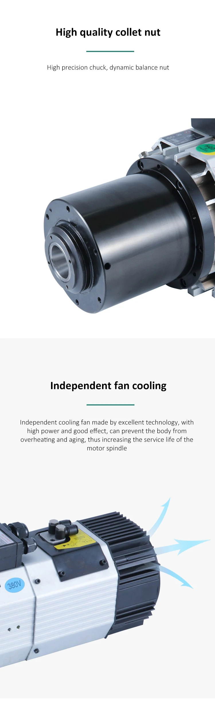 HQD GDL70-24Z/9.0 9kw Air Cooled Atc Spindle Motor Iso30 Spindle Motor ...