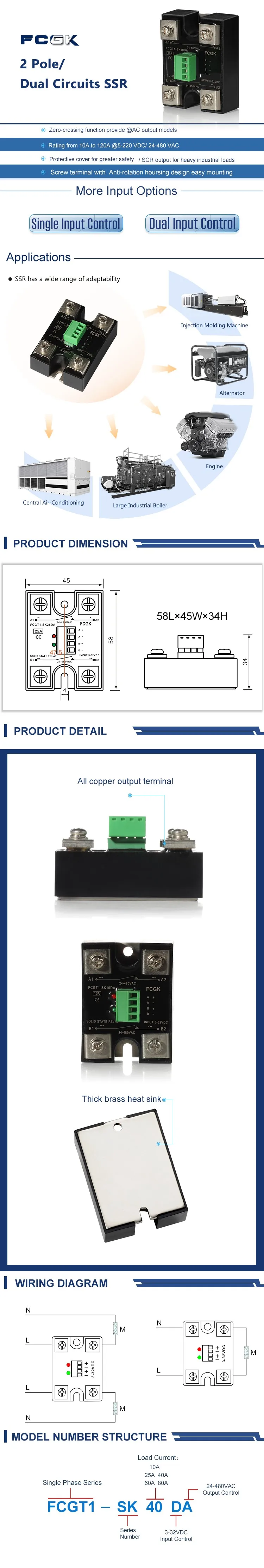 25a Dc-ac Dual Output Control 2 Phase Solid State Motor Relay Ssr - Buy ...
