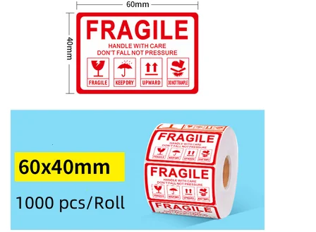Fragile Warning Label Stickers - Waterproof & Customizable