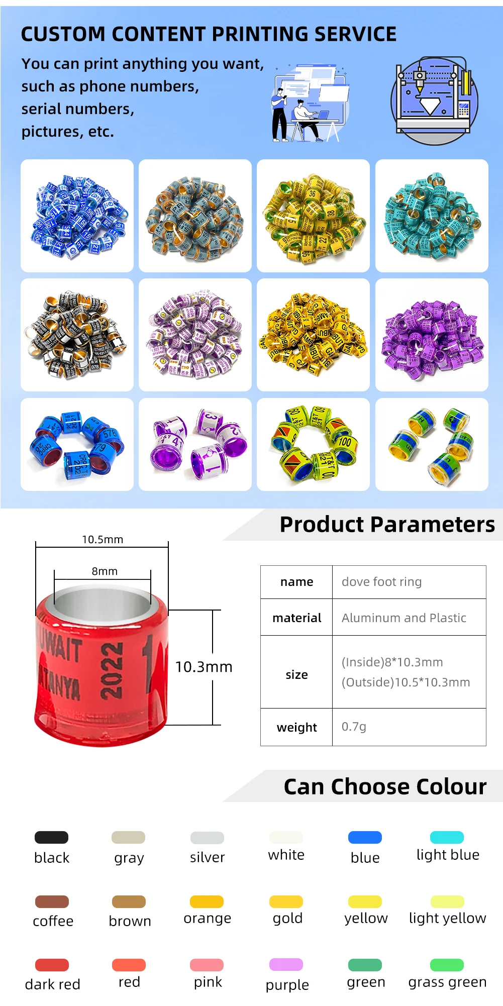 Wholesale Bird Band Parrot Leg Tag Pigeon Rings 3mm Aluminum Ring For ...