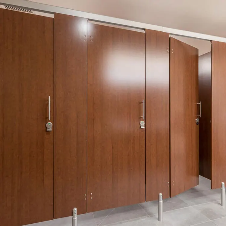 Modern Wood Grain Design Washroom Cubicle Toilet Partitions
