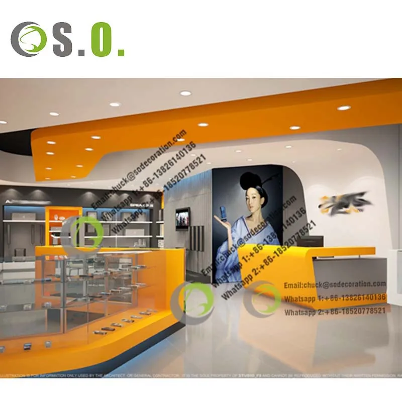 Modern Mobile Phone Shop Interior Design Electronic Display Stand Table ...