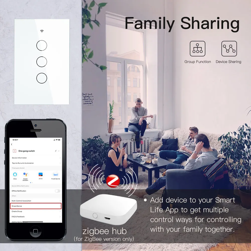 Smart Zigbee Wall Touch Light Switch With Neutral/no Neutral,No ...