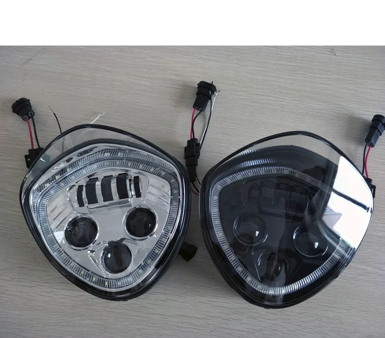 Chrome Bezel Victory Motorcycles Led Headlight With Drl High & Low Beam ...