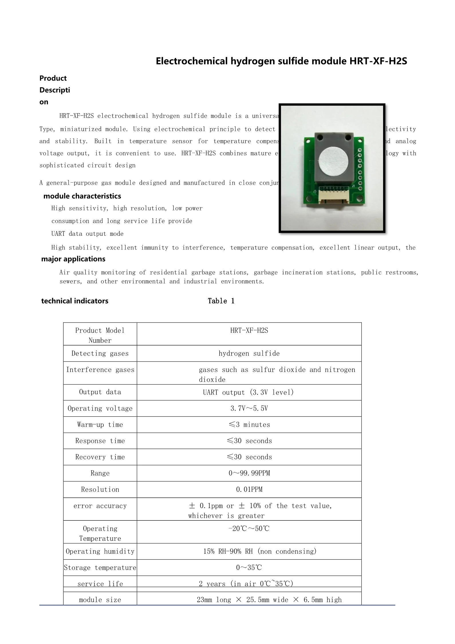 CRK HRT-XF-H2S Electrochemical Carbon Monoxide Radon Sensor Gas Module ...
