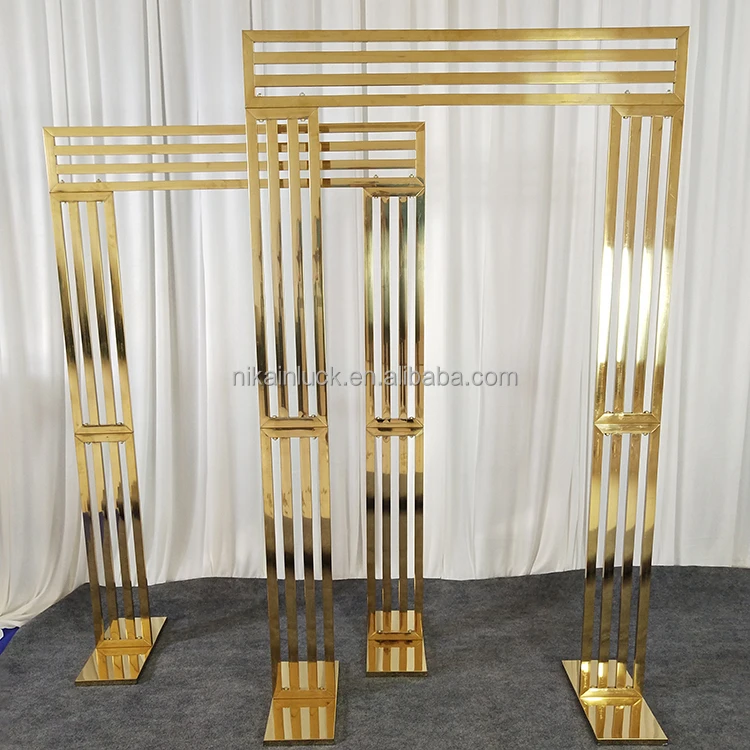 Grand Wedding Backdrop Frame Stainless Steel Metal 3 Pieces Arch Stands ...