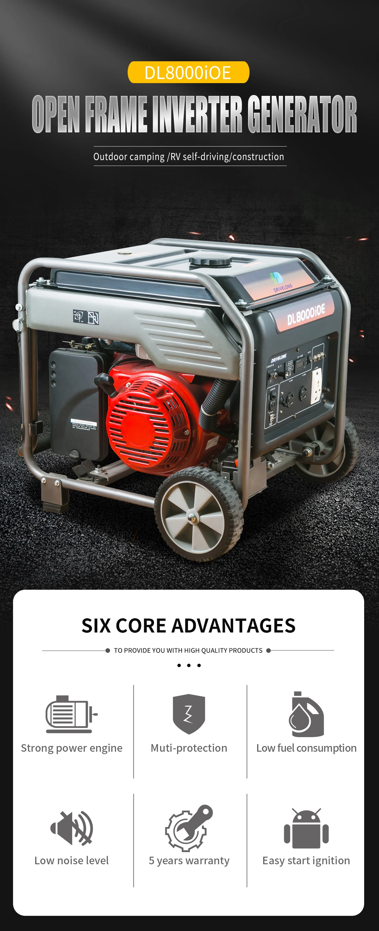 8000W Inverter Genset - Portable Silent Gasoline Generator