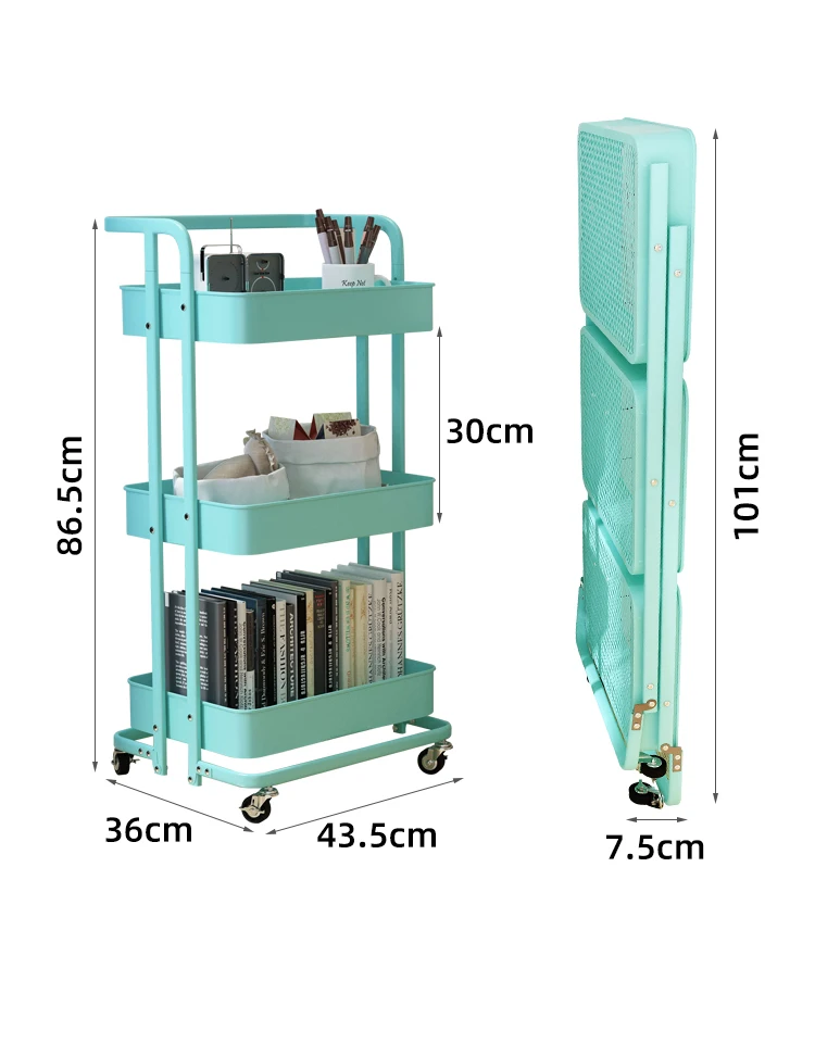 Installation-free 3-layer Rolling Cart Kitchen Storage Rack Storage ...