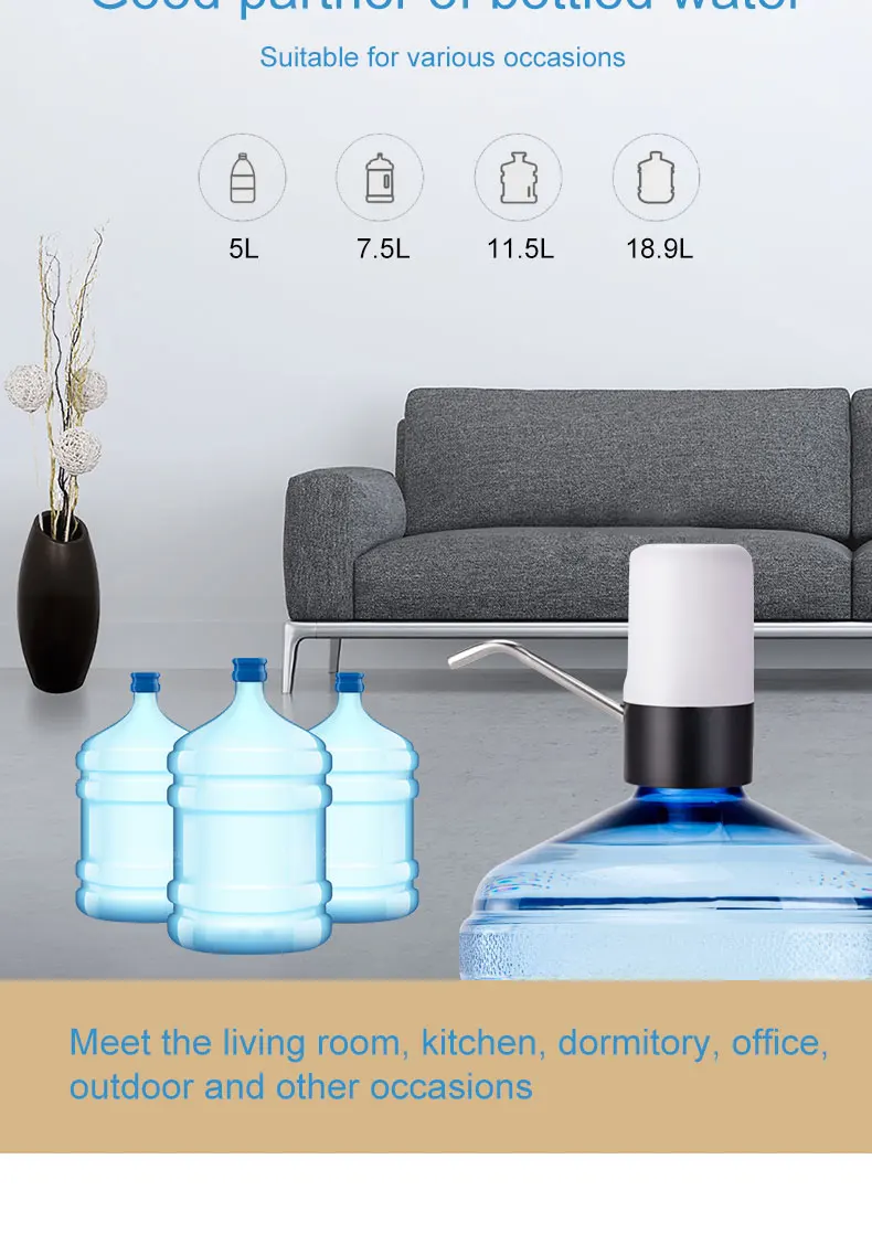 Small Automatic Water Dispenser Usb Rechargeable For Bottled Water ...