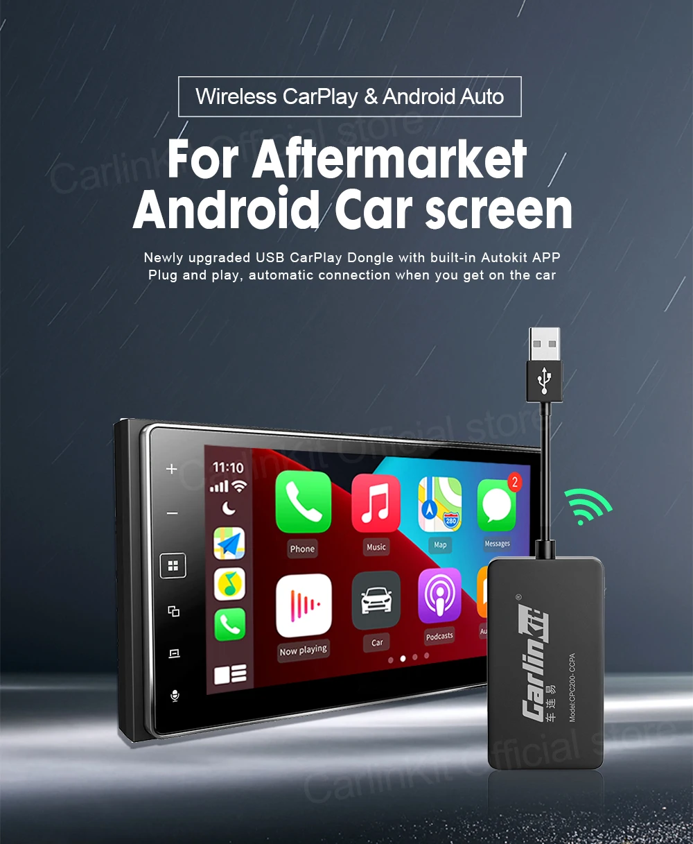 Carlinkit Wired To Wireless Dongle Carplay Android-auto Hicar Connect ...
