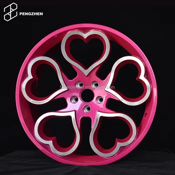 Pengzhen Custom 4x100 Pink Car Rims With Hearts Shape Alloy Wheels 16 ...