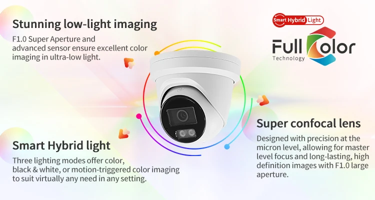 Hik Smart Hybrid Light Color View 4mp 6mp 8mp 4k Full Color Dome Turret Bullet Poe Ip Cctv ...