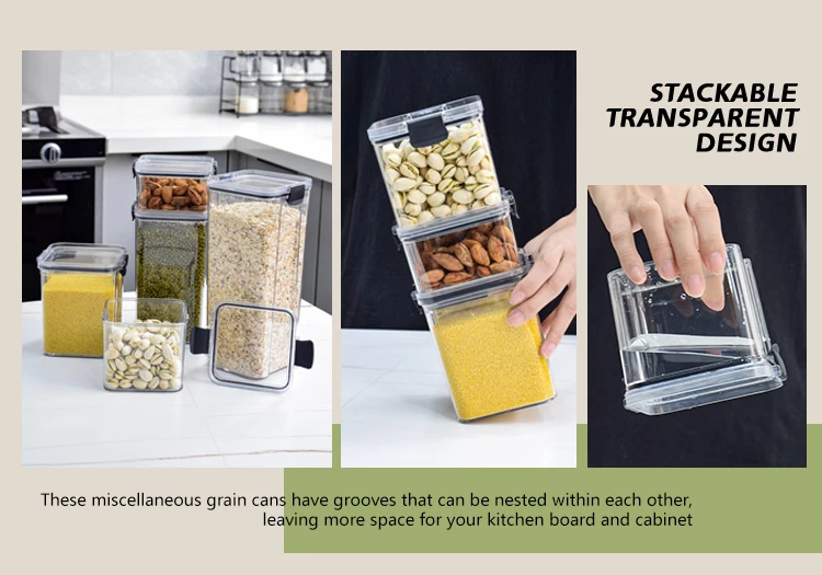 Kitchen Dispenser Airtight Plastic Stackable Candy Nut Fruit Cereal ...