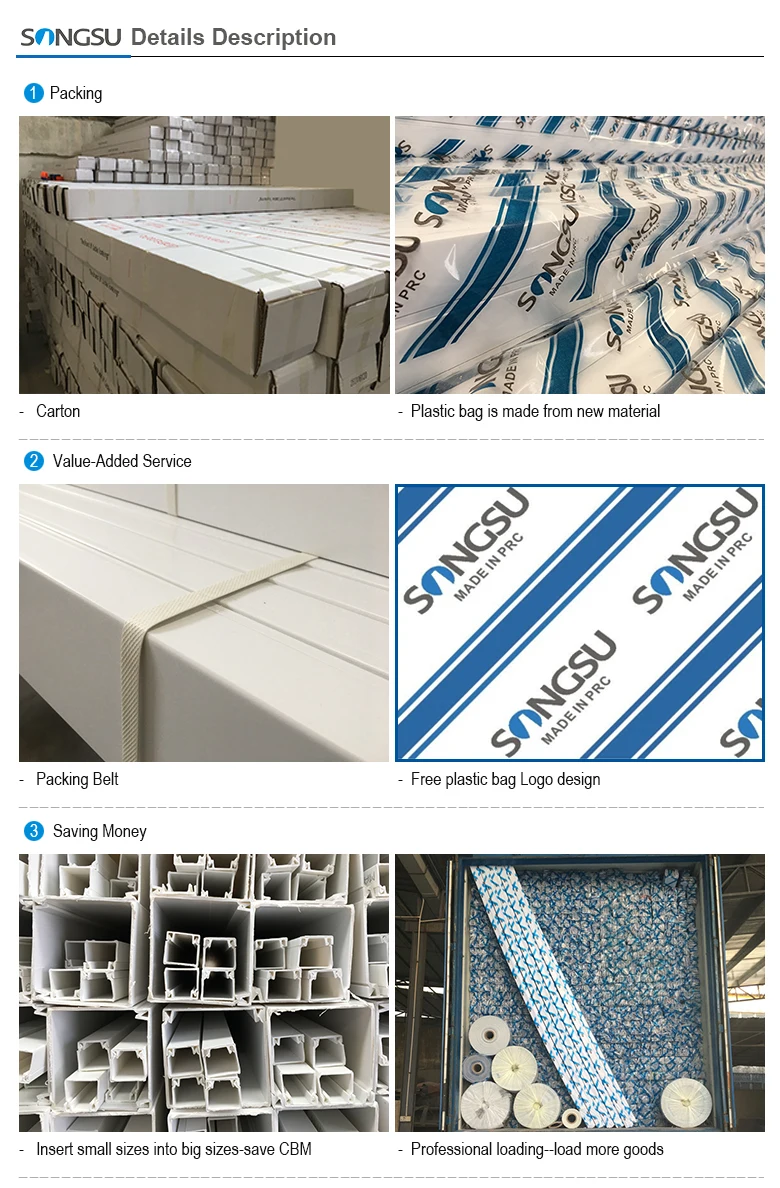 White Pvc Rectangular Ducting Cable Channel Supplier/plastic Pvc Cable ...