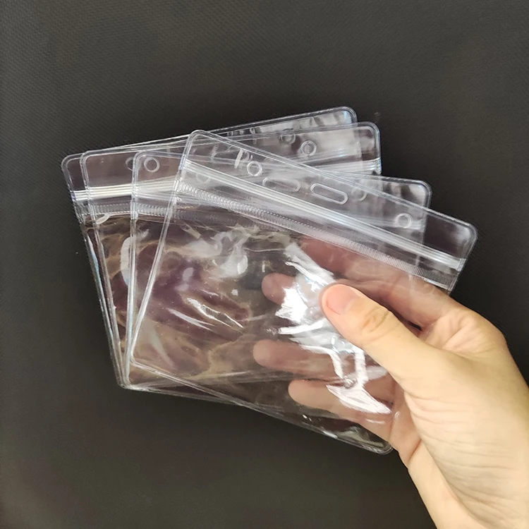 Clear Transparent Plastic ID Card Name Badge Holder PVC Vertical Sleeve ...