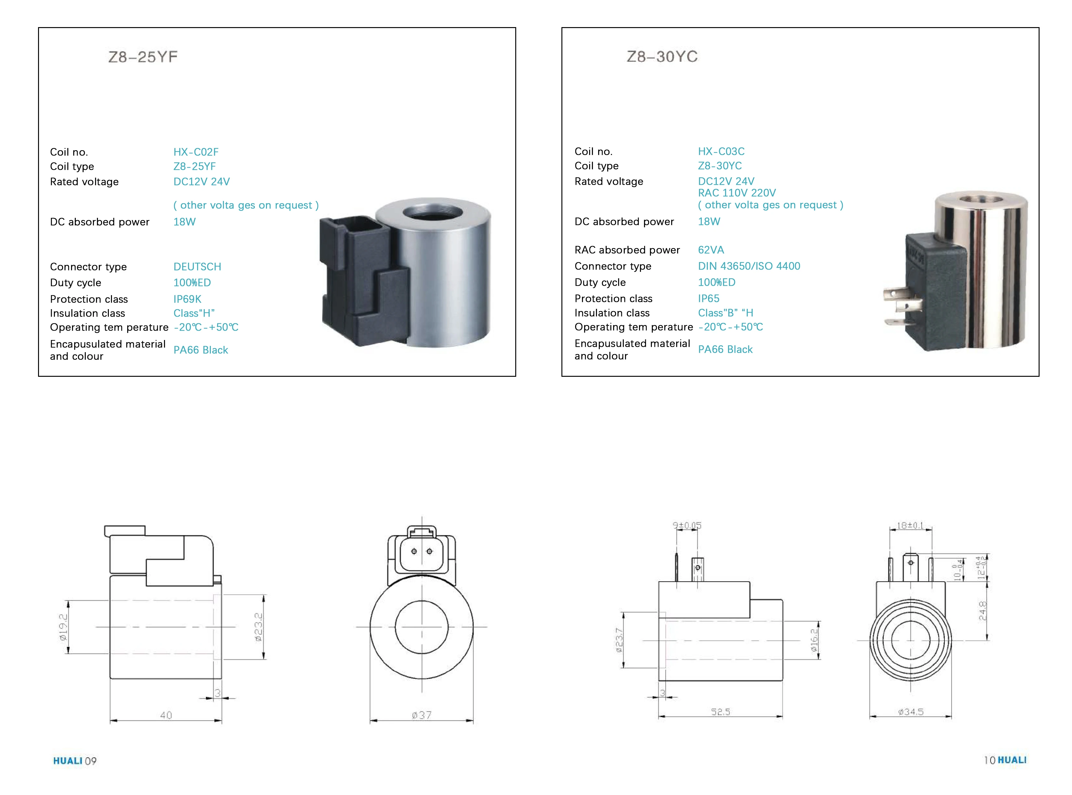 Rexroth Vickers Yuken 표준 Z8-60 시리즈 유압 솔레노이드 Din 소켓 앰프 커넥터 및 도이치 밸브 코일 ...