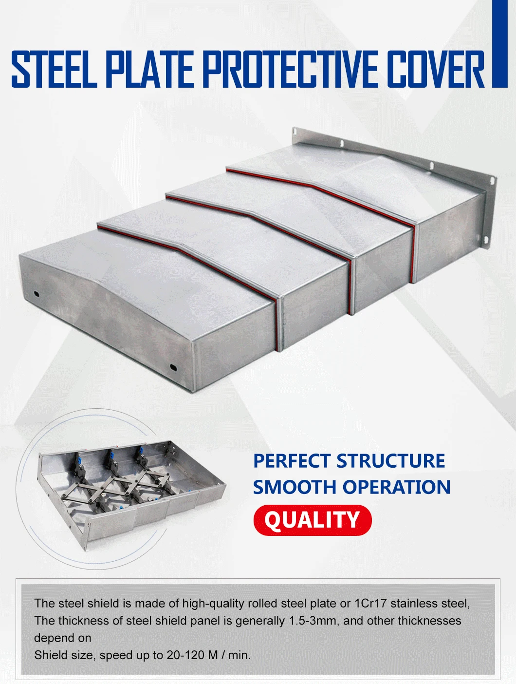 Cnc Machine Guideway Steel Telescopic Protect Slide Way Bellow Cover ...