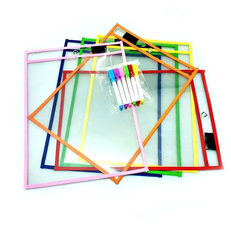 Custom A4 Clear Plastic Erasable Transparent Dry Erase Pockets