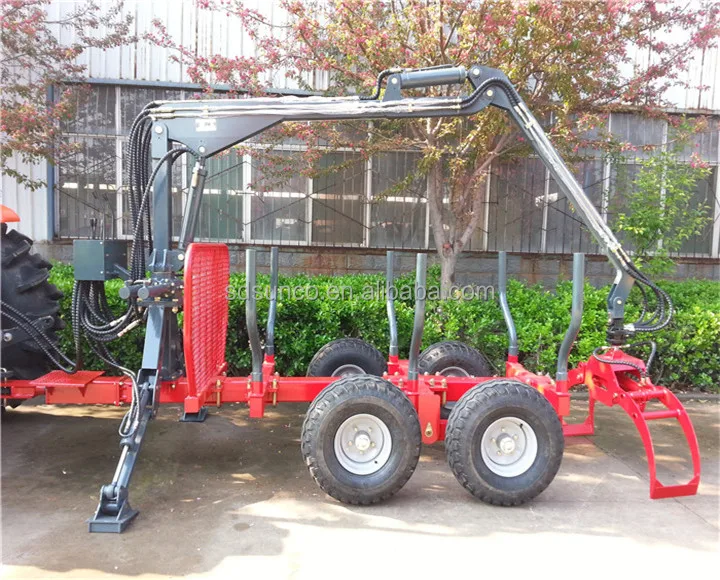 Forest Machine 1t-8t Loading Trailer With Crane Log Loader Trailer ...
