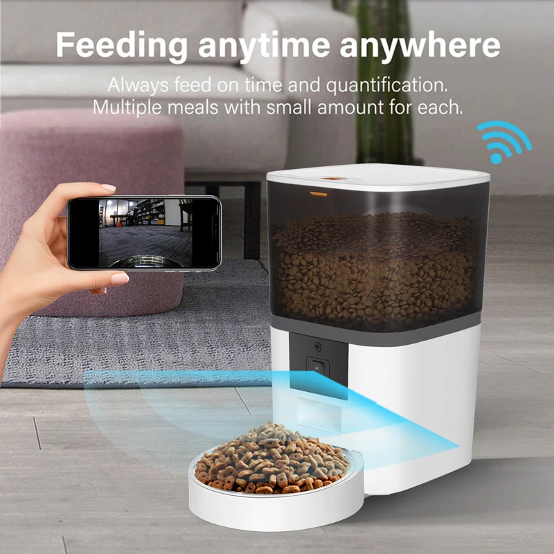 Oem 6l Wifi Smart Pet Feeder Camera Tuya App Control Single Double Bowl Cat Dog Food Dispenser ...