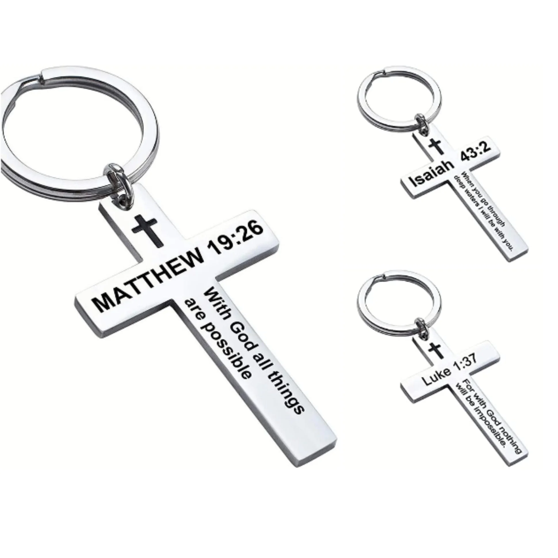 Mini Bible Keychains - Stainless Steel Cross Keychains