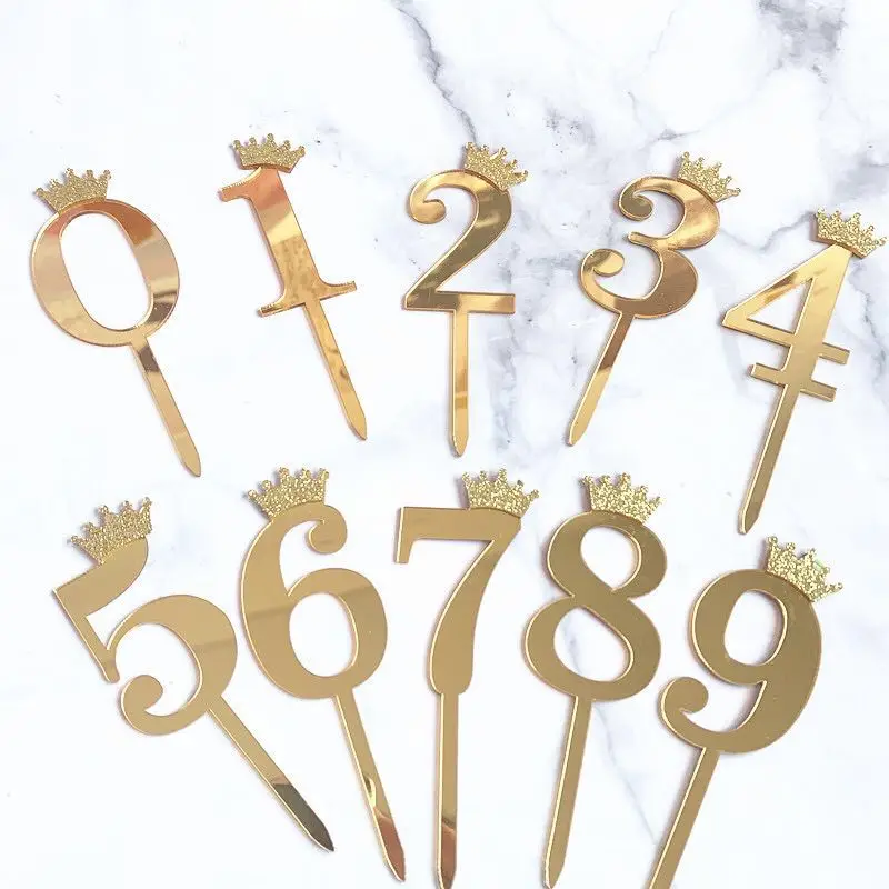 2025 Slt New Gold Number Happy Birthday Cake Topper Acrylic Number Cake ...