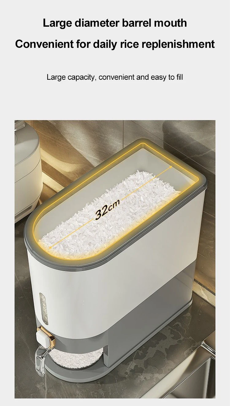 20kg Graduated Rice Bucket Food Plastic Containers With Kitchen Storage ...