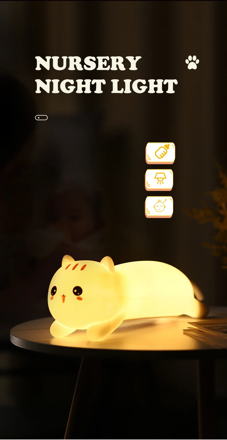 Cute Cat Lamp - Color Changing LED Night Light for Kids
