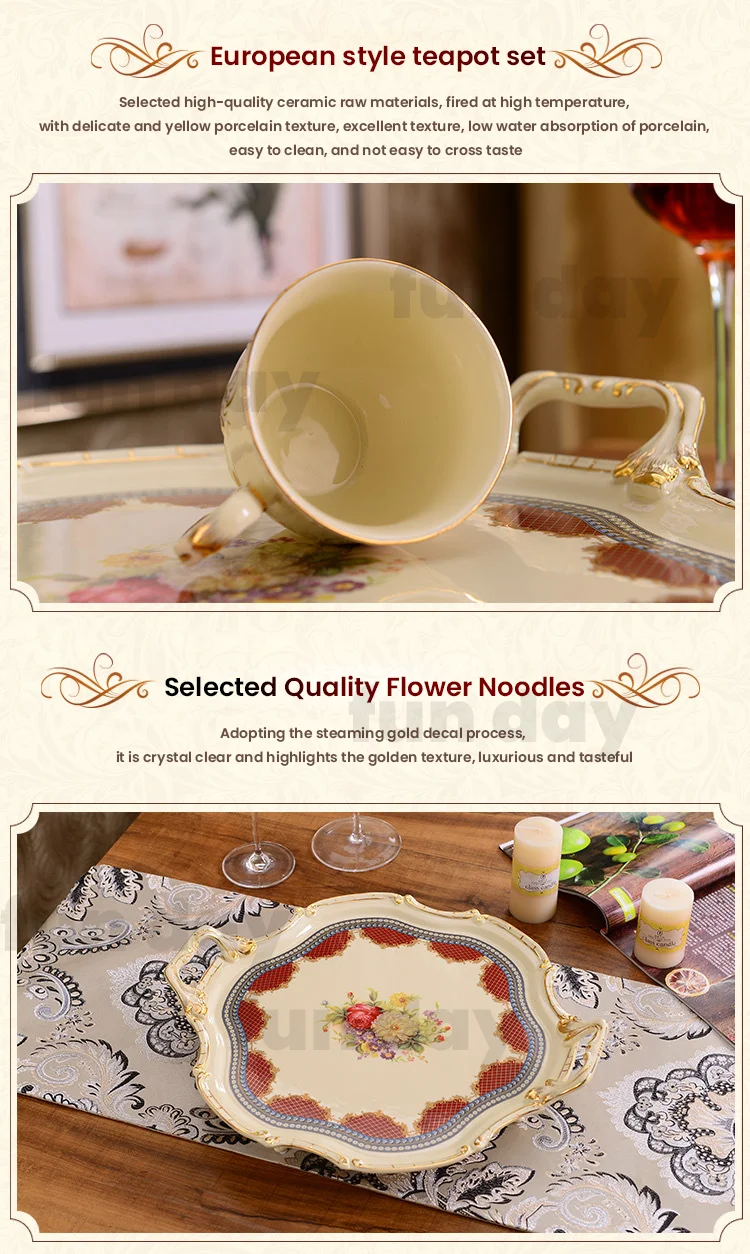 European Court Style Ceramic Tea Set With Tray British Afternoon Tea Set Coffee Cup Home Teapot ...
