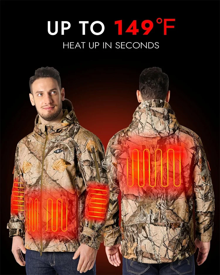 New Design Men's Electric Heated Fleece Jacket Waterproof Windproof ...