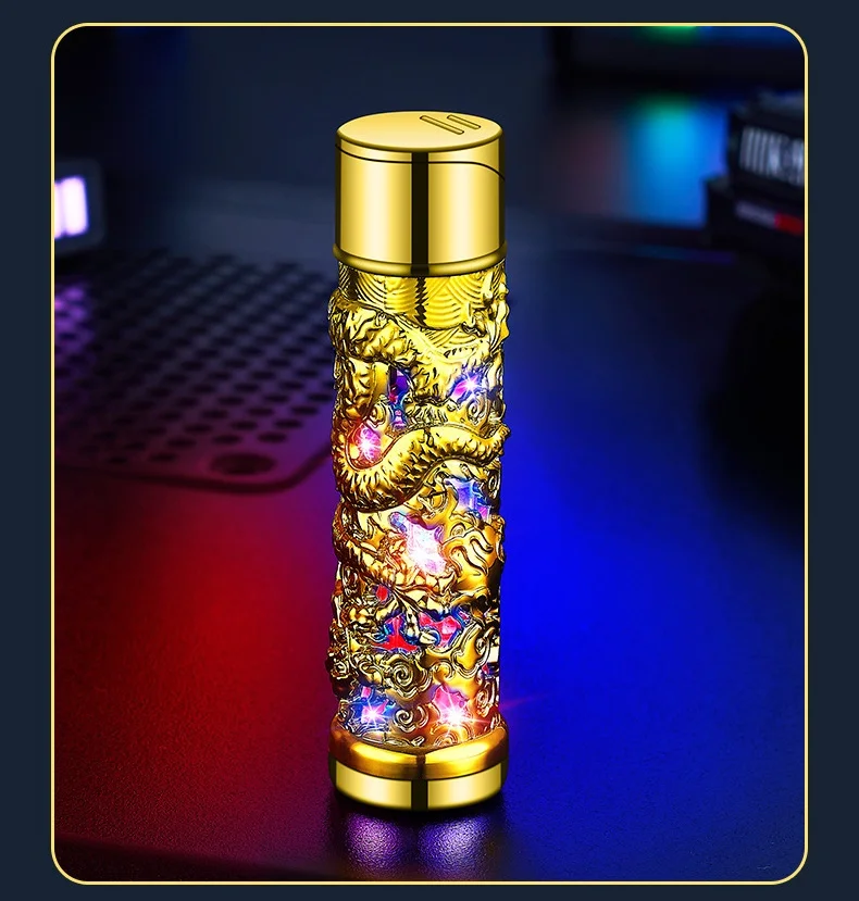 Creative 3D Relief Dragon Color LED Lighter - Windproof