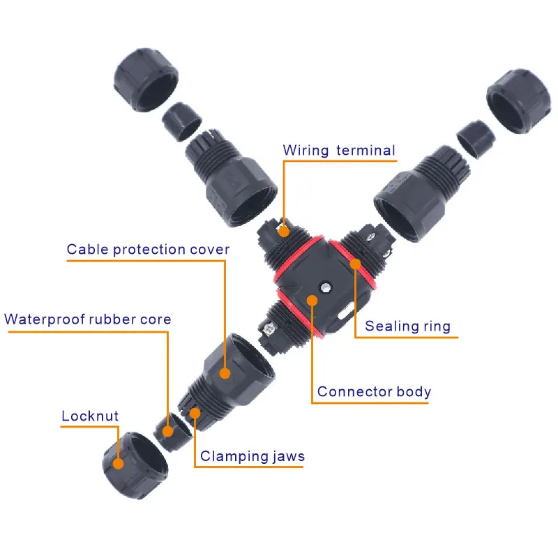 Waterproof Outdoor 2pin 3pin 4pin 5pin 16A 20A Ip68 T Type 3 Way ...