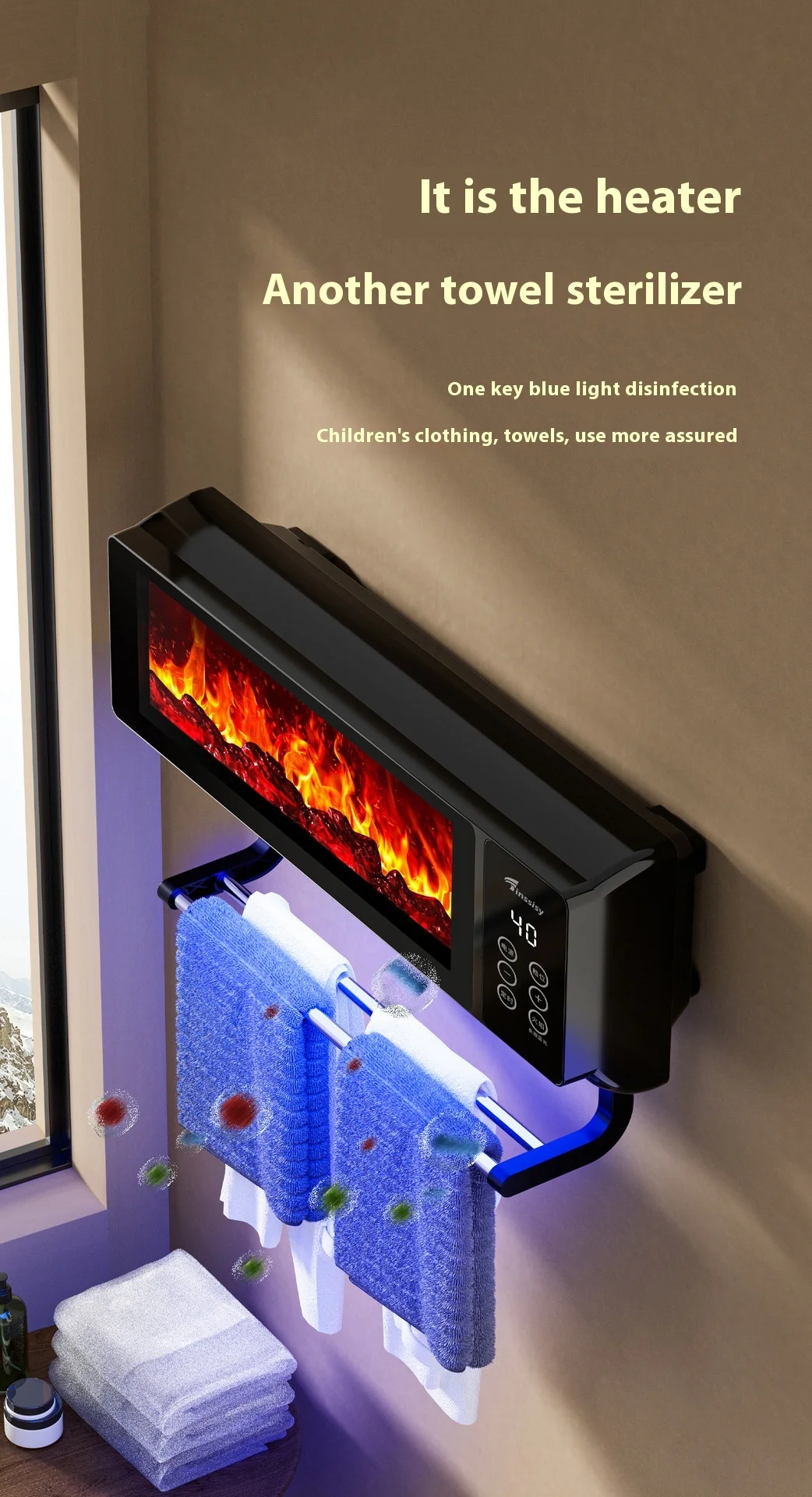 Small Plastic PTC Electric Heater Wall-Mounted Remote Control Fast ...